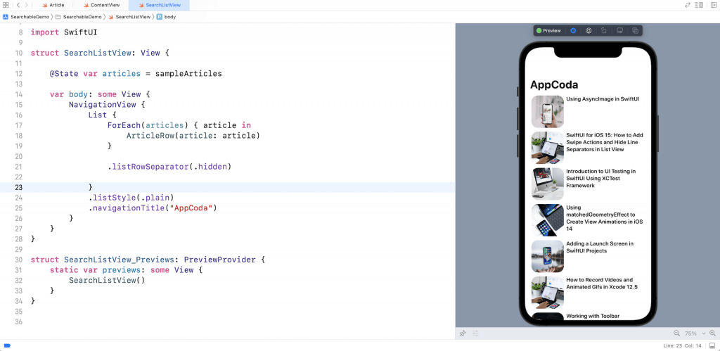 How to Implement Search for SwiftUI List Using Searchable