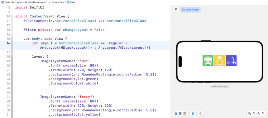 Switching Layout Using SwiftUI AnyLayout