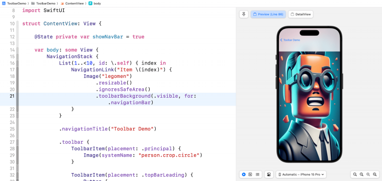 Customizing Toolbar and Navigation Bar in SwiftUI