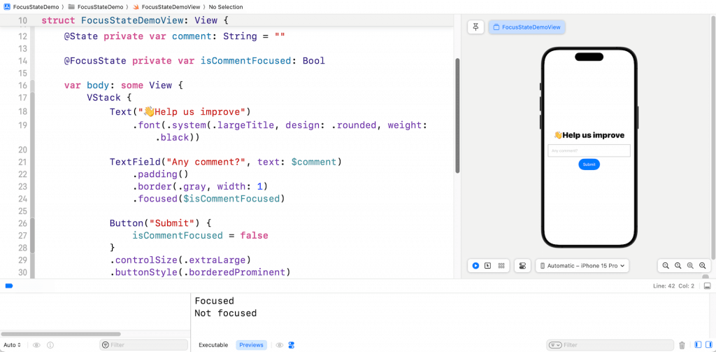 Understanding @FocusState, @FocusedValue and @FocusedObject