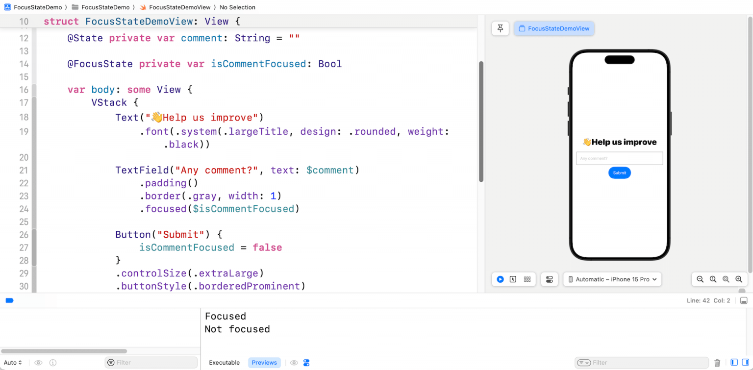 Understanding @FocusState, @FocusedValue and @FocusedObject
